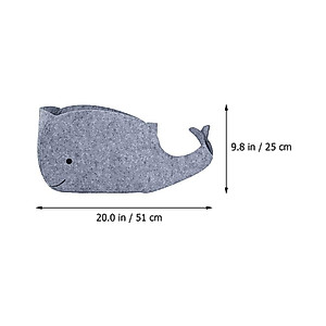 Yardwe Felt Storage Bin Fabric Storage Basket Whale Shaped Collapsible Toy Organiser Basket Laundry Hamper for Home Dark Grey