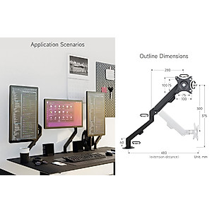 Waveshare Gas Spring Monitor Arm for 17~30 Inch Display Monitor, Height Adjustment, Supports Multi-Angle Rotation and Expansion