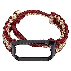 DAUZ Braided Nylon Watch Strap, Stylish 2 in 1 Watch Protective Case for Redmi Band 2 Smart Watch for Men Women (Red And Gold)
