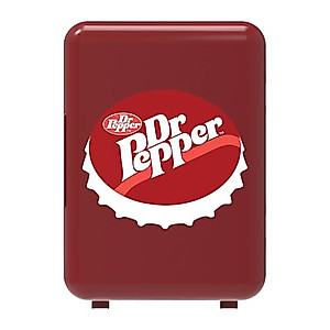 CURTIS MIS153DRP Dr. Pepper Retro Mini Portable Compact Personal Fridge Cooler, 4 Liter Capacity, 6 Cans, Makeup, Skincare, Freon-Free & Eco Friendly, Maroon