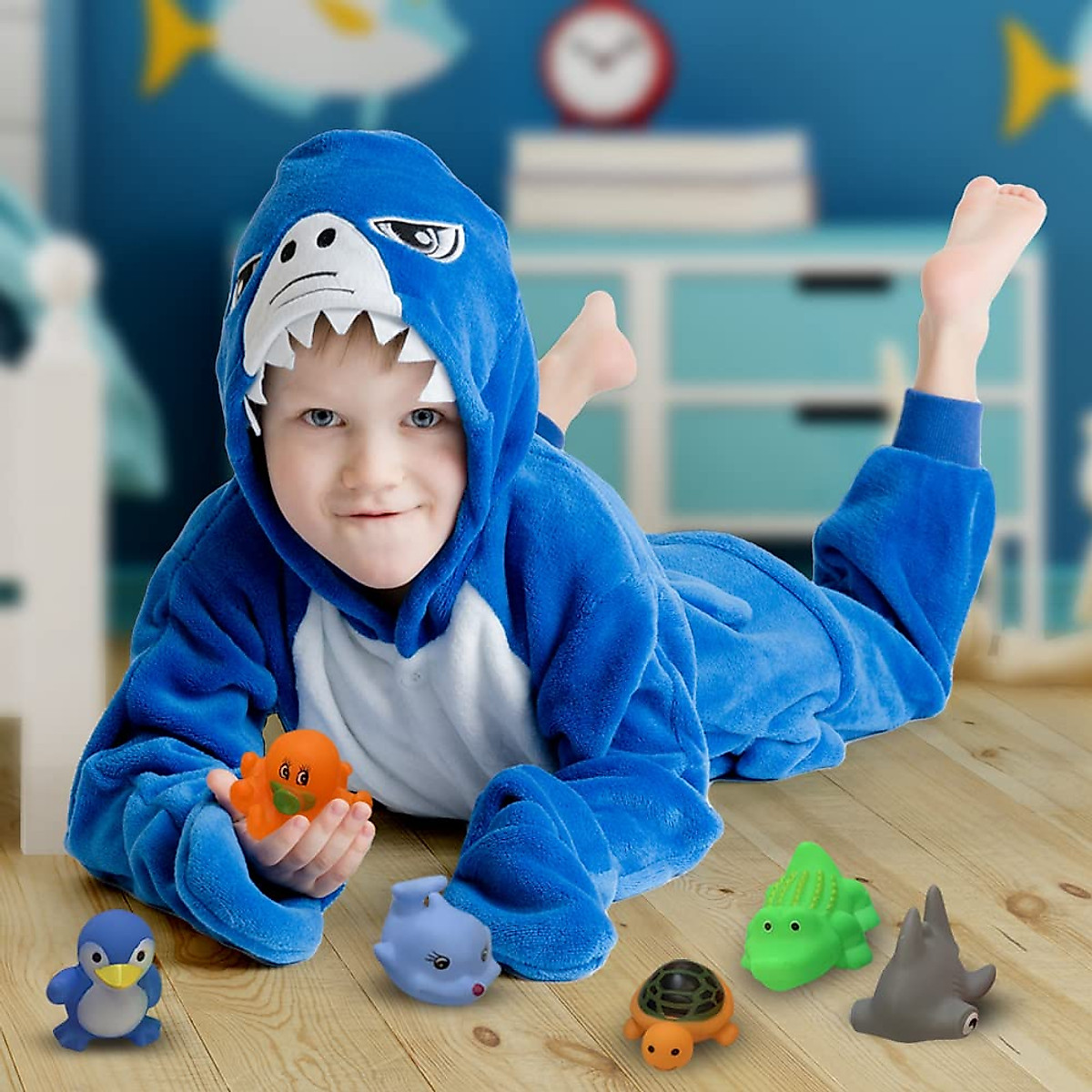 ArtCreativity Vinyl Sea Animals, Pack of 12 Assorted Squeezable Toys, Aquatic Birthday Party Favors for Kids, Fun Bath Tub and Pool Toys for Children, Educational Learning Aids for Boys and Girls