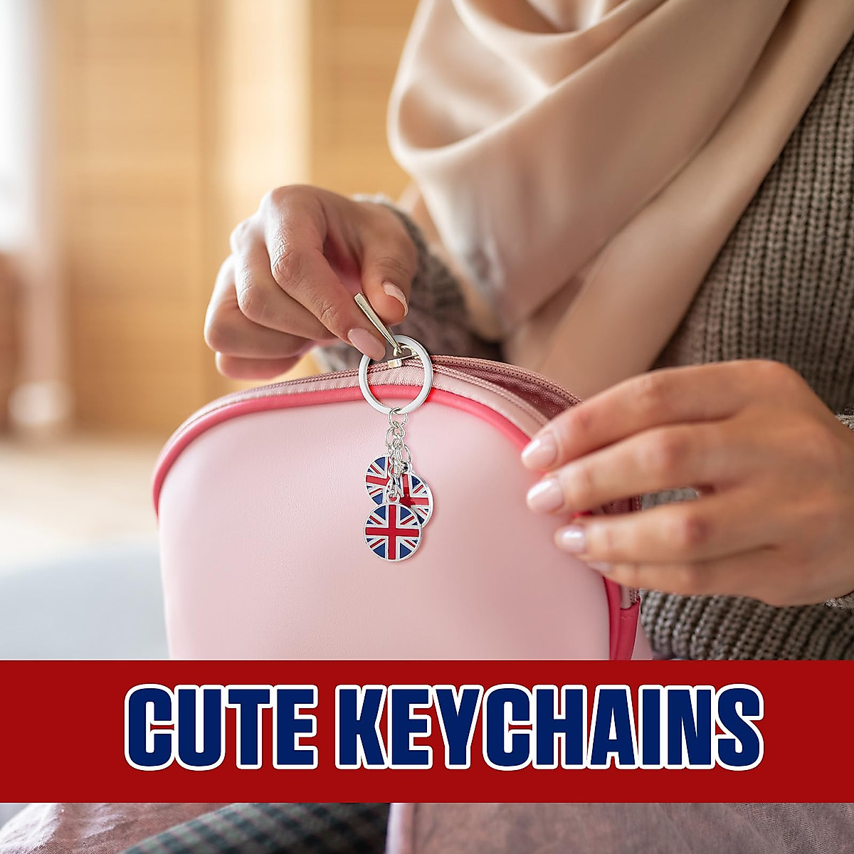 Henoyso 12 Pack London Souvenir Keychains UK Flag Keyrings for British Christmas Gifts Party Decorations, Multi Styles