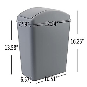 Innouse Swing Lid Garbage Bin Kitchen, 4 Gallon/ 16 L Grey Trash Can, 2 Packs