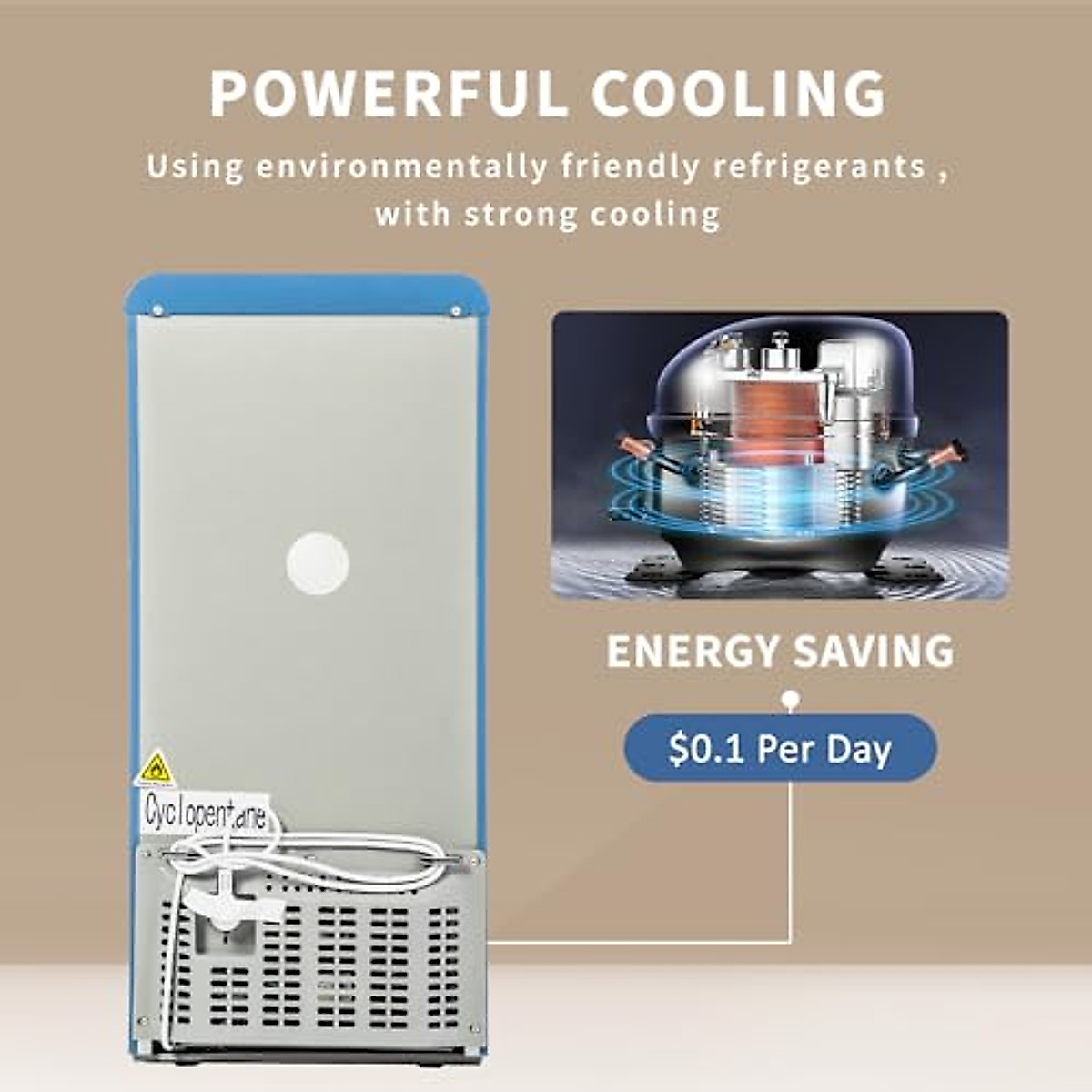 AXUTL Retro Mini Fridge Refrigerator with Freezer Bedroom Dorm Blue 3.5 Cu.ft Compact Small for RV Apartment 2-Door Design