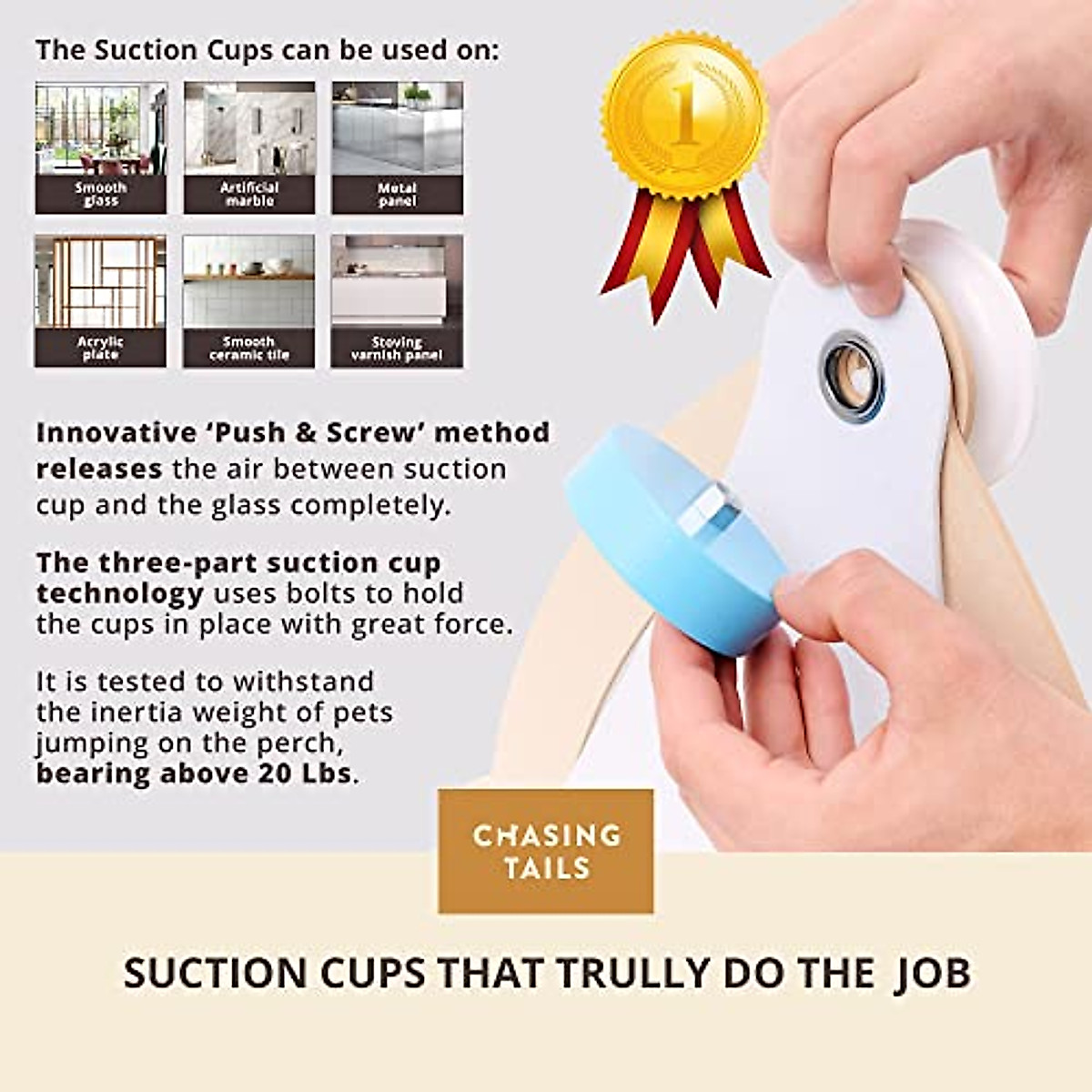 Chasing Tails Cat Window Perch for Indoor Cats - Window Cat Perch, Window Perch for Cats Inside Window Cat Bed, Suction Cup Cat Bed Window, Cat Hammock for Window, Cat Window Seat, Cat Window Hammock