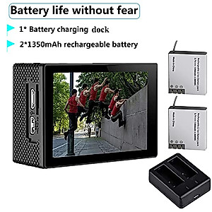 Action Camera 4K/20M /WiFi/ 4*Zoom/2.4 G Remote Control 2 * 1350mAh Battery Waterproof Camera Underwater 131FT/170 Degree Wide Angle Sports Camera and Multifunctional Accessories Package Action Camera