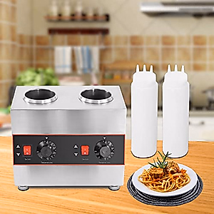 LYNICESHOP Electric Sauce Warmer, 2 Bottles Electric Warmer Butter Sauce Dispenser Sauce Warmer Pump Chocolate Sauce Warmer Toppings Bottle Warmer Food Sauce Dispenser Heater for Cheese, Caramel