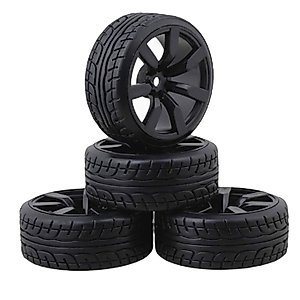 4Pcs ShareGoo OD62mm Hard Plastic RC Drift Car Tires & Wheel Rims 12mm Hex Tyre Compatible with Traxxas HSP Tamiya HPI Kyosho 1/10 Drift Drifting RC Car