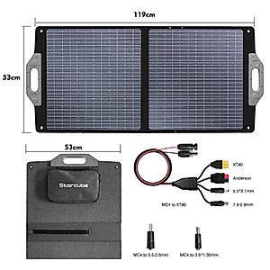 STORCUBE-100W-Portable-Solar-Panel for Power Station Generator, IP67 Waterproof Solar Cell Solar Charger with High-Efficiency Battery Charger for Outdoor Camping Van RV Trip