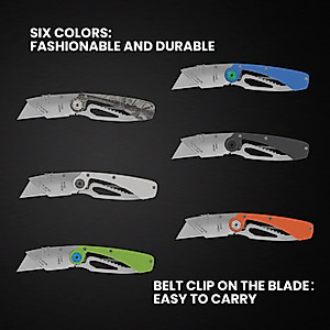 Lichamp 6-Pack Folding Utility Knifes, Quick Change Razor Knife Utility Pocket Construction Blade Knife