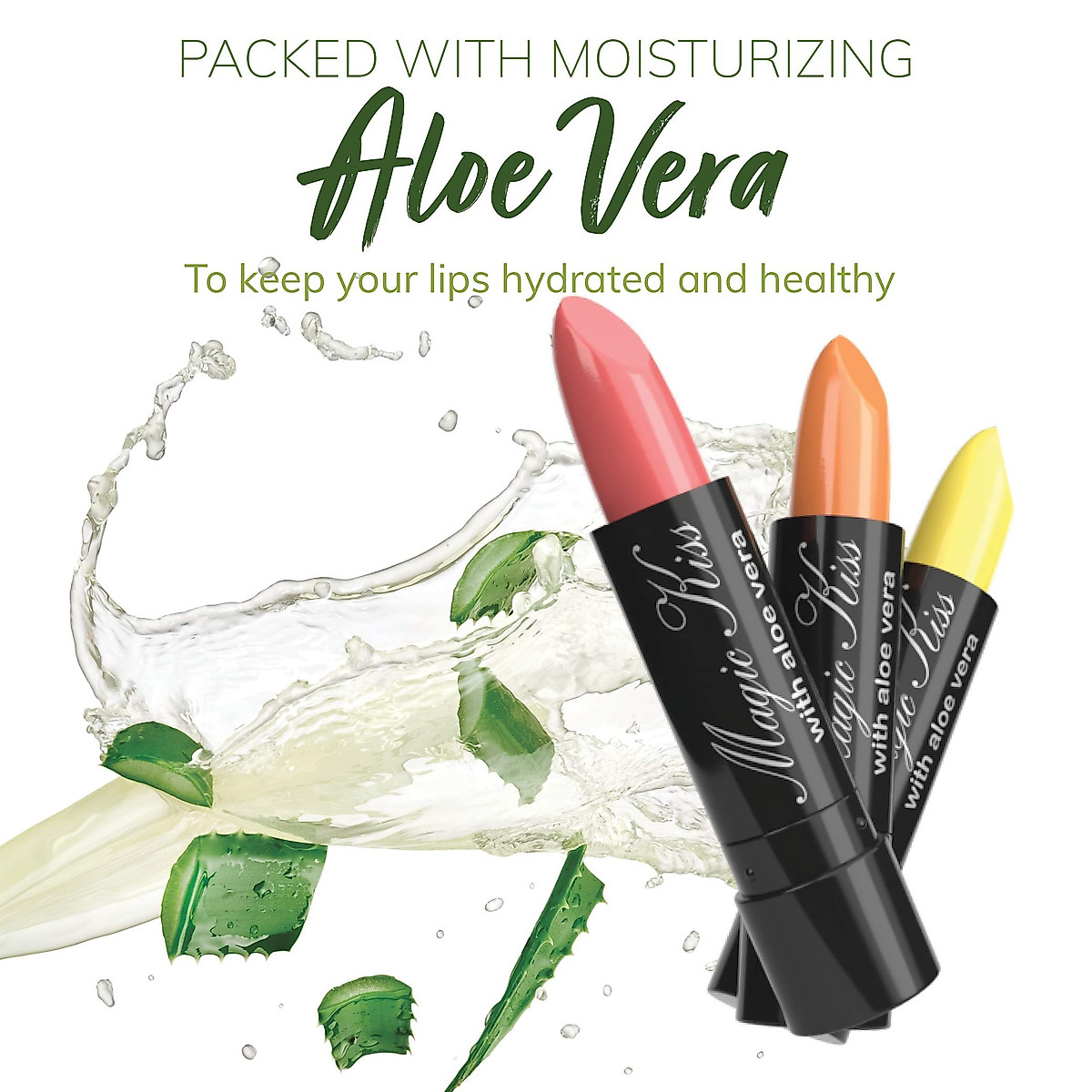 Magic Kiss Color Changing Matte 6 Piece Lipstick Set infused with Aloe Vera Made in USA (Colors of Aloha 1)