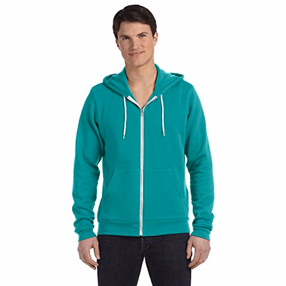 Bella + Canvas Unisex Poly-Cotton Fleece Full-Zip Hoodie L TEAL