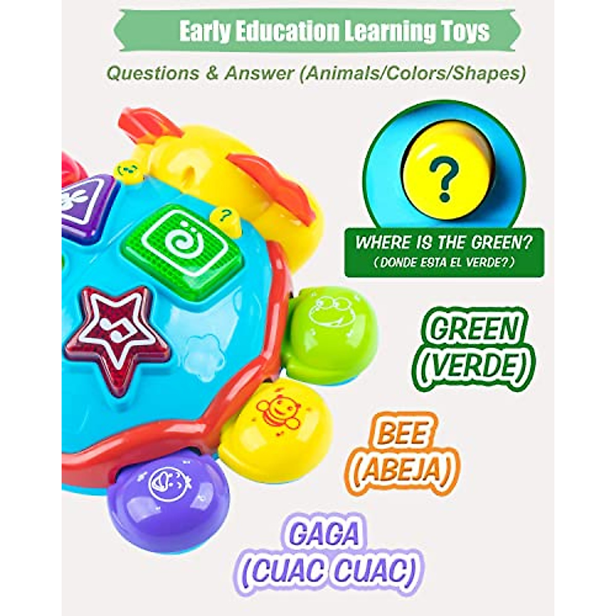 Vanmor Walking Crawling Toys for Infants 6-12 18 Months +, Spanish English Bilingual Learning Toy Montessori Educational Toy, Baby Musical Light up Toys Gifts for 1 2 3 Year Old Boy Girl