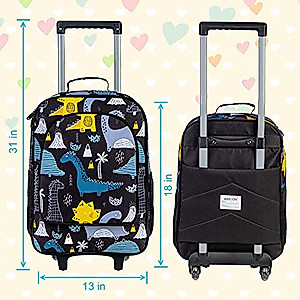 AGSDON Kids Luggage for Boys, Cute Dinosaur Rolling Wheels Suitcase for Children Toddler