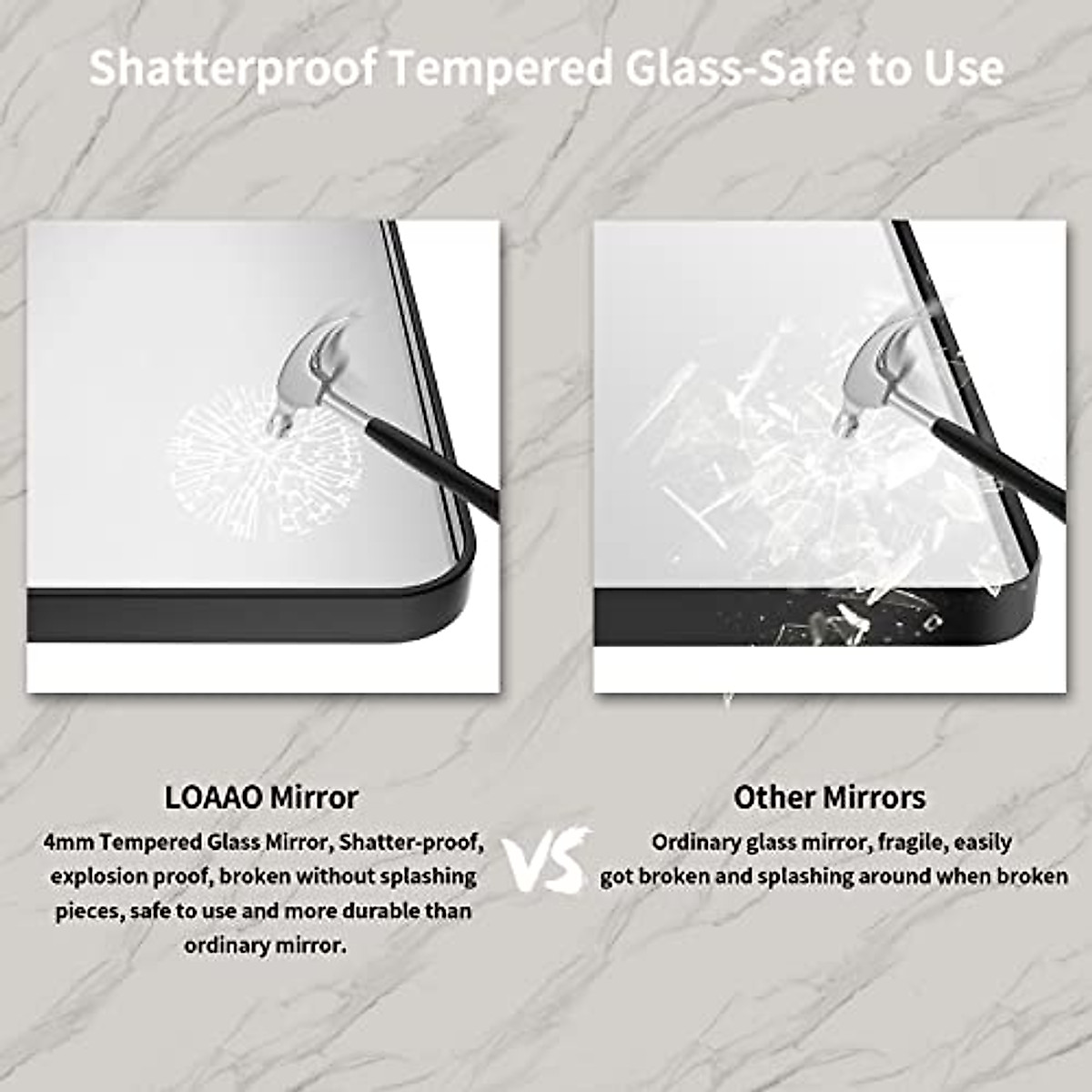 LOAAO Black Metal Framed Bathroom Mirror for Wall, 22X30 Inch Rounded Rectangle Mirror, Matte Black Bathroom Vanity Mirror Farmhouse, Anti-Rust, Tempered Glass, Hangs Horizontally or Vertically