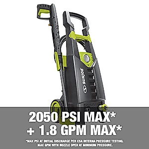 Sun Joe SPX2688-MAX 2050 Max PSI 1.8-GPM Max Electric High Pressure Washer for Cleaning Your RV, Car, Patio, Fencing, Decking and More w/ Foam Cannon