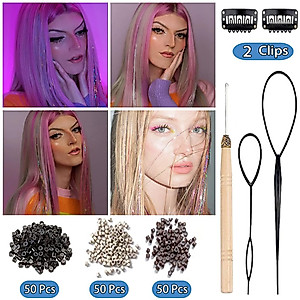 AMchoice Hair Tinsel Kit with Tools 16 Colors 3500 Strands Fairy Hair Tinsel Heat Resistant Sparkling Shiny Tinsel Hair Extensions 48 Inch Colorful Hair Tinsel strands Kit