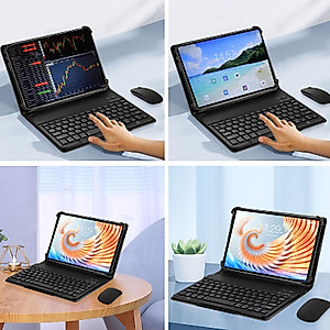 10.1in 8 Core Tablet 8GB RAM 256GB ROM 4G WiFi, Keyboard Mouse, Blue (US Plug)