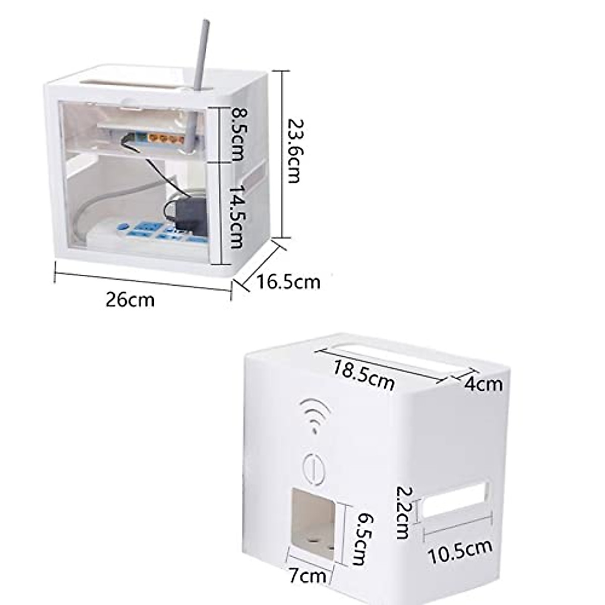 LIUZH Large Router Storage Box Cable Power Plus Wire Bracket Storage Box Plastic Wall Shelf Hanging Plug Bracket Box