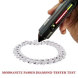 SAVEARTH DIAMONDS 9 1/2 Carat Round Cut Lab Created Moissanite Diamond 12MM Width Curb Link Bracelet In 14k White Gold Over 925 Sterling Silver Bracelet 8.5", 9.50 Cttw