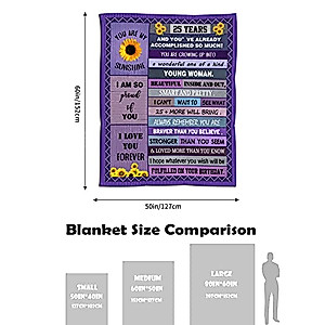 Henazin 25th Birthday Gifts For Women, 25th Birthday Decorations For Women, 25th Birthday, Gifts For 25 Year Old, 25 Birthday Gift Ideas, 25 Yr Birthday Gifts, Happy 25th Birthday Girl Blanket 50"X60"