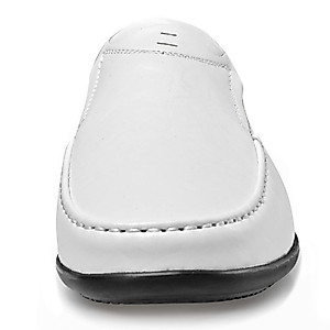 LUODENGLANG Loafer Premium Genuine Leather Men's Casual Shoes Slip On Mens Driving Penny Loafers for Men Lightweight Breathable White 9.5 M43