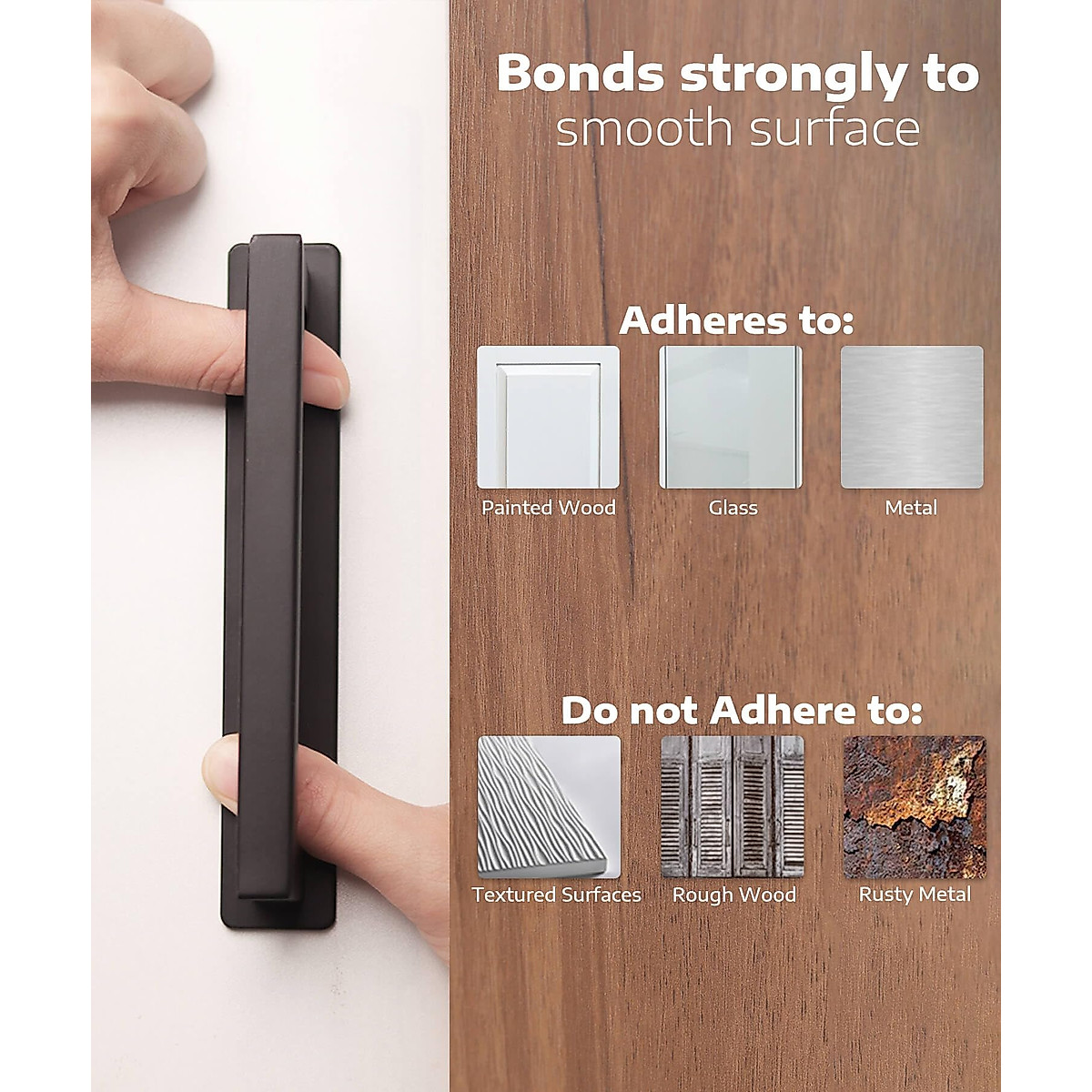 RVPEKUPE 2-Pack Adhesive Cabinet Handles Stick On Handle Self Stick Drawer Pulls No Drill Cabinet Pulls for Cabinet Closet Glass Sliding Shower Door Handle - 6", Black