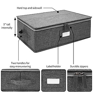 popoly Cup and Mug Storage Box, China Storage Containers Chest with Zipper Lid and Handles, Holds 12 Coffee Mugs and Tea Cups, Hard Shell and Stackable(Grey)