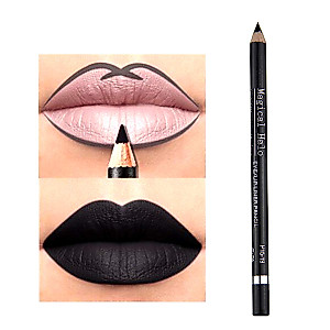 Coosa Professional Makeup Matte Liquid Lipgloss & Lip Liner Set Long Lasting Waterproof Liquid Lipstick Set, Black (2 PCS)