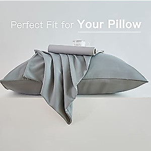 Airensky Pillow Cases Queen - Grey Slip Pillow Cases for Hair and Skin 2 Pack 20x30 inches，Soft Chill & Breathable Pillow Cover with Envelope Closure，Gifts for Women Men