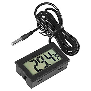 Alinan 6pcs Embedded Digital LCD Thermometer Temperature Monitor with External Probe for Fridge Freezer Refrigerator Aquarium (Fahrenheit) Black 1 Meter
