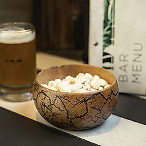 GoCraft Fractal Burn Wood Bowl, Decorative Bowl Small, 6" Diameter x 3" Height, Single Bowl