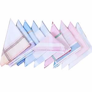 La closure Women Woven Stripe Handkerchiefs Wedding Party Cotton Hankies 12PCS
