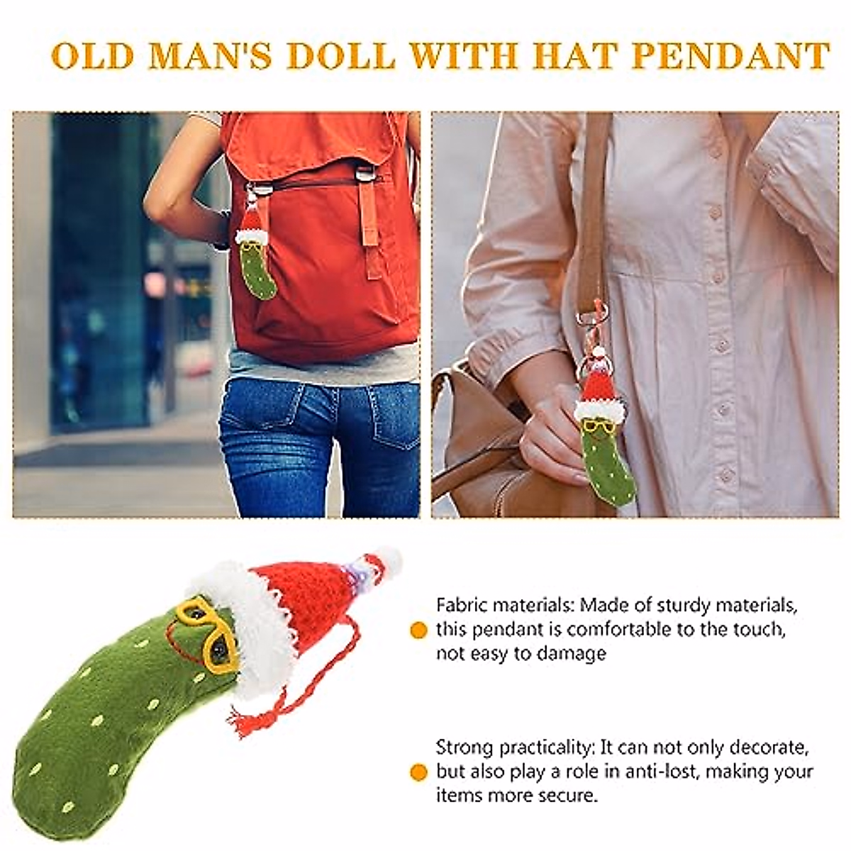 ABOOFAN Felt Banana Ornament Cartoon Fruit Hanging Decoration Creative Decorative Food Pendant Decorative Stuffed Animal Doll with Knit Santa Hat Charm for Car Xmas Tree C