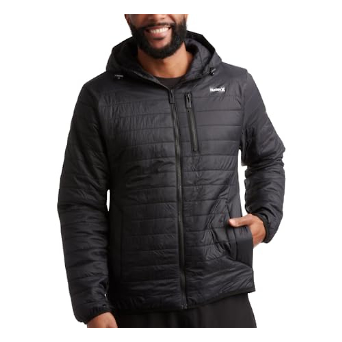 Hurley Men's Jacket - Balsam Lightweight Packable Puffer Coat - Weather Resistant Outerwear Windbreaker Coat for Men (M-XL), Size Medium, Black