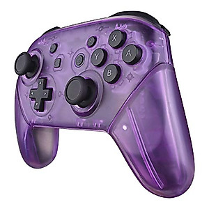 eXtremeRate Clear Atomic Puple Faceplate Backplate Handles for Nintendo Switch Pro Controller, DIY Replacement Grip Housing Shell Cover for Nintendo Switch Pro - Controller NOT Included