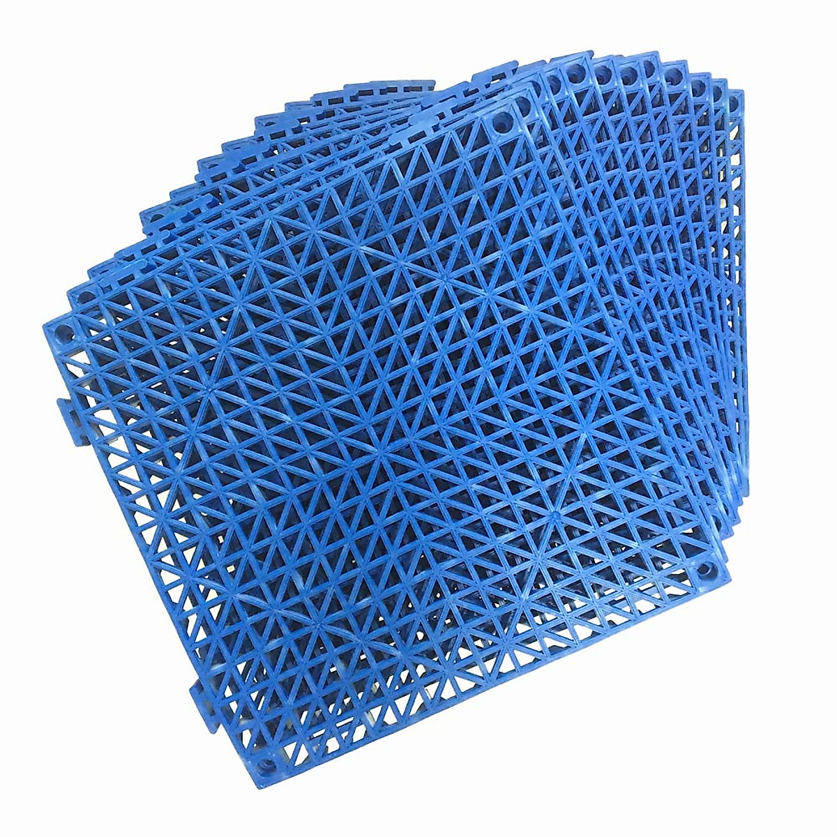 12 Pack Modular Interlocking Cushion 11.5" x 11.5" Mat Floor Tile Mats Drain Pool Patio Balcony Yard Pet Area Washer Pad(Blue)