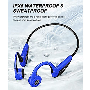 LonFine Bone Conduction Headphones, [2022 Upgraded] Open Ear Headphones Wireless Bluetooth 5.0 Headphones, IPX5 Waterproof Sport Headphones with Mic for Running, Workout, Hiking, Cycling, Driving
