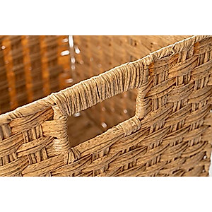 Foldable Synthetic Plastic Wicker Storage Basket with Iron Wire Frame By Blue Ridge Basket Company (Set of 4)