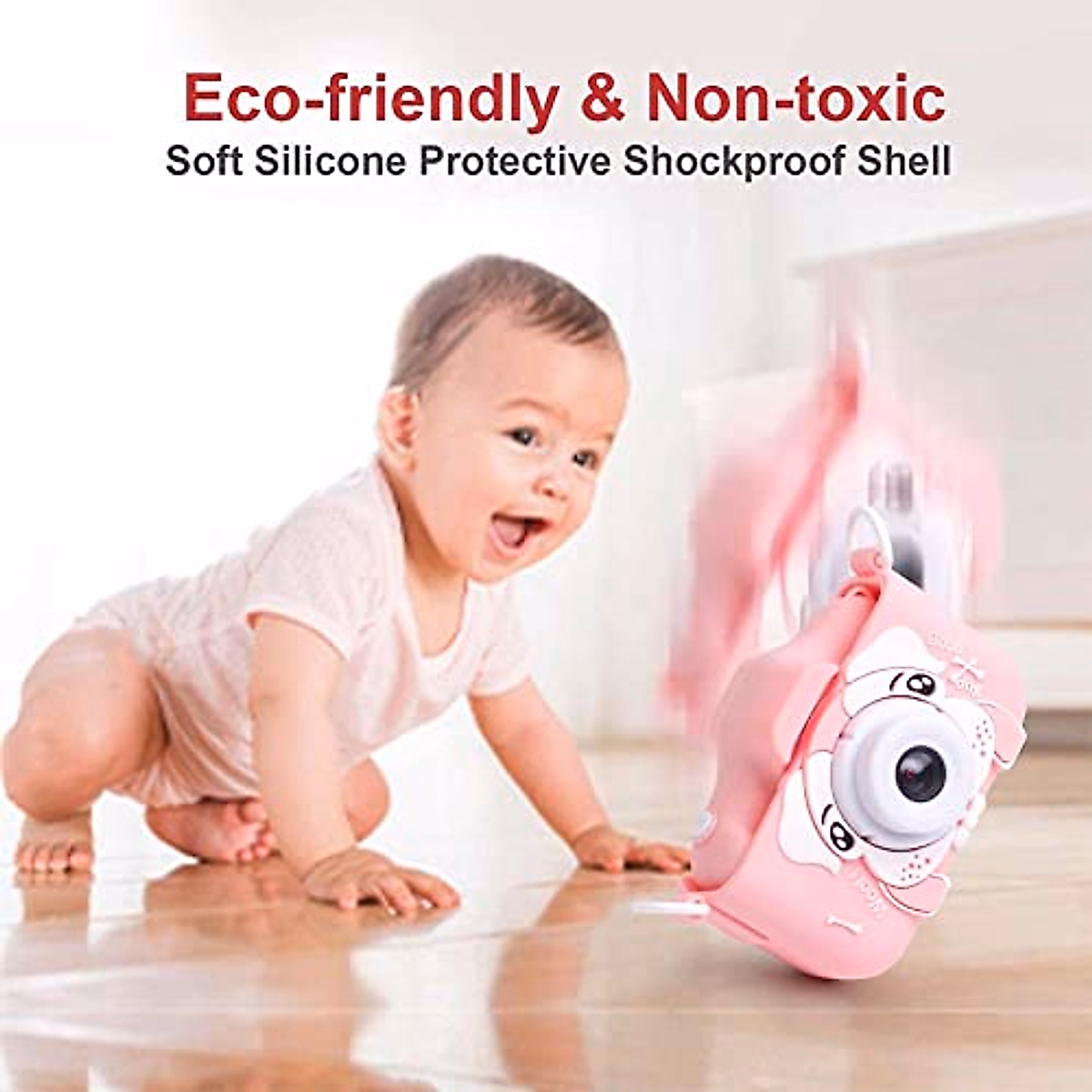 Children Digital Camera, Kids Camera, Anti-Drop Mini Children Selfie Cartoon Camera, 1080P HD Digital Video Camera for Girls Boys Christmas Birthday Gifts(Pink)