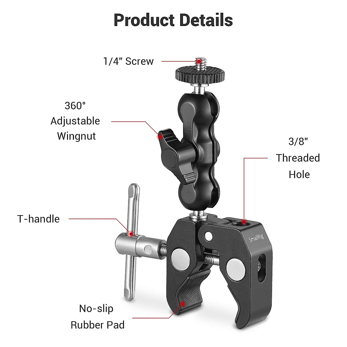 SmallRig Multi-Functional Ballhead Clamp Double Ball Adapter with Bottom Clamp - 2164