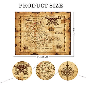 Pirate Monocular Telescope Treasure Map Pocket Compass Party Accessory Set for Pirate Party, High Powered Collapsible Spyglass with Pirate Treasure Map Pocket Compass for Pirate Party Supplies