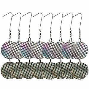 generic 8Pcs Reflective Round Flakelet Bird Proof Tool Reflective Scare Wafer Protective Reflective Hangings Hanging Decor Deterrent Control Device for Woodpeckers Pigeons