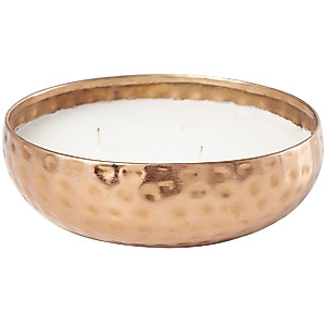Deco 79 Metal Decorative Candle Tropical Breeze Scented Hammered 20 oz 3 Wick Aromatherapy Candle with White Wax, Wax Aromatherapy Candle 7" x 7" x 2", Copper