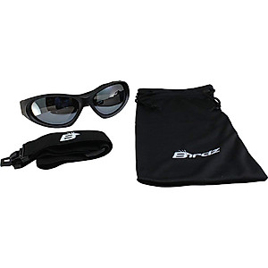 Birdz Eyewear Gull Jet Ski Watersport Floating Goggles Interchangeable Between Goggles and Sunglasses Black Frame with Smoke Mirror Lens