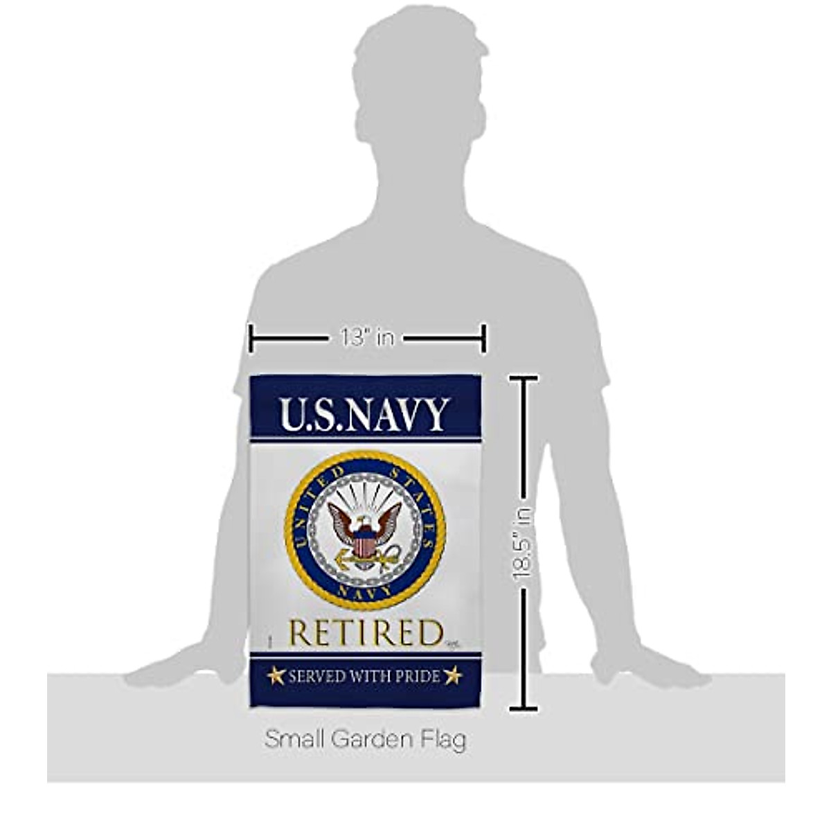 Breeze Decor US Navy Garden Flag Set with Stand Armed Forces USN Seabee United State American Military Veteran Retire Official House Banner Small Yard Gift Double-Sided, Made in USA