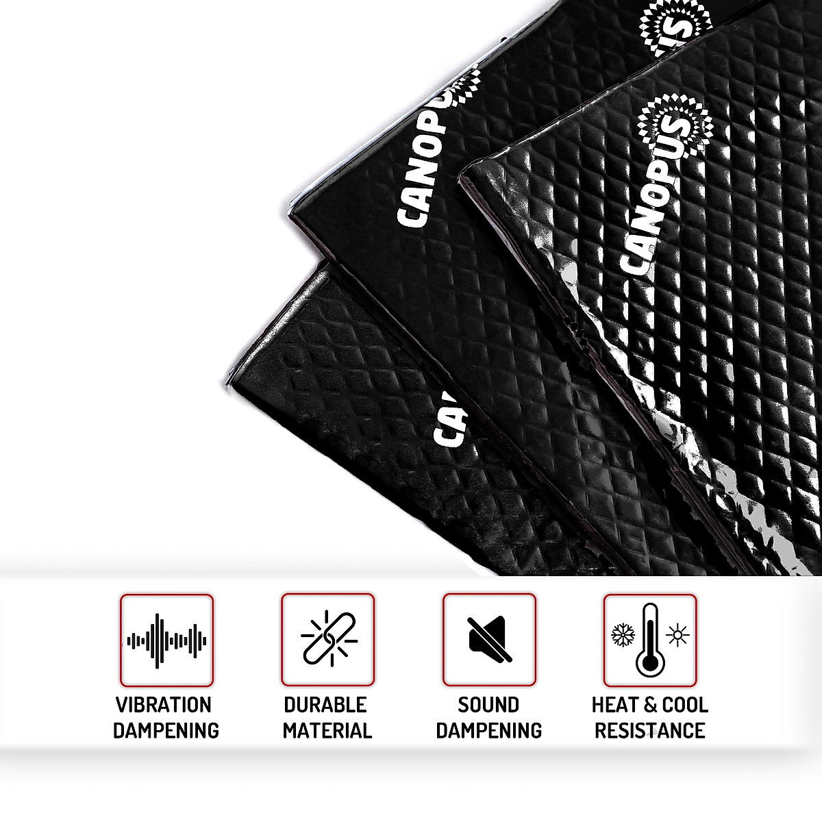 CANOPUS Sound Deadening Mat for Cars, 50 mil 10 sqft, Pack of 10 Sheets, Butyl Sound Deadener Mat, Audio Car Sound Dampening Material for Car Trunk, Door, Floor and Ceiling, Black