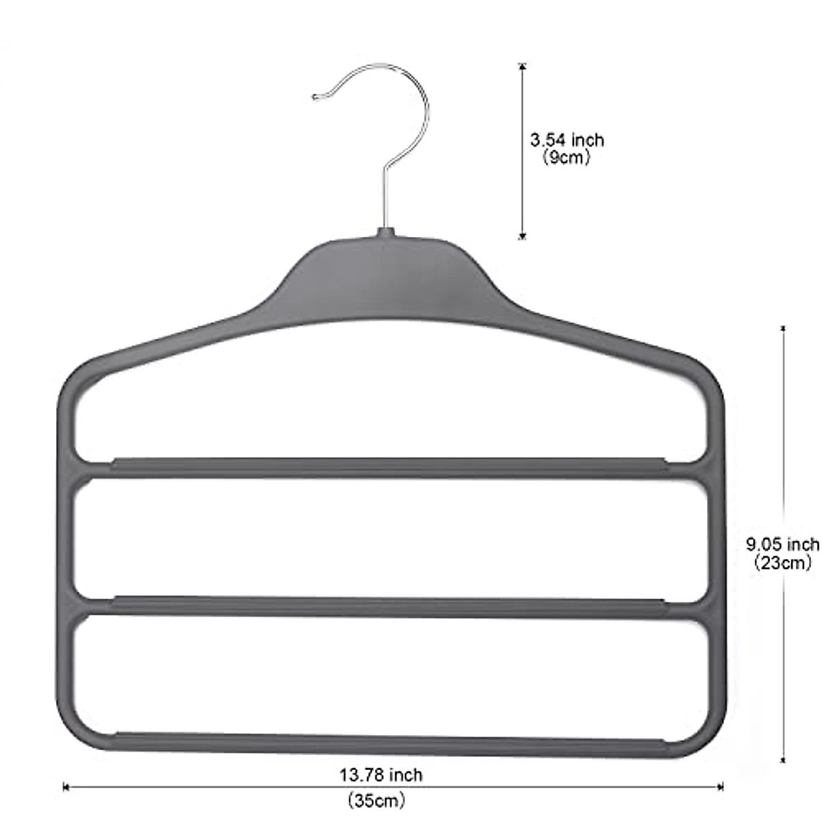 CQQDOQ Pants Hangers 3 Pack Space Saving Multi-Layer Pants Hanger Non-Slip Rotating Closet Organizer Hangers for Pants Jeans Scarf Tie Clothes Trousers Towels - Grey