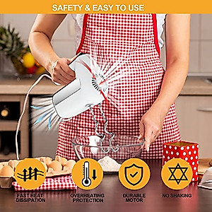 LINKChef Hand Mixer Electric, Handheld Mixers for Cake, Dough, Kitchen Baking, 5-Speed with Turbo & Eject Button, 6 Accessories with Beaters, Whisk, Dough Hooks, Storage Case