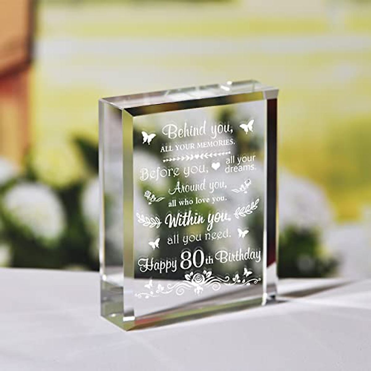 80th Birthday Gifts for Women Born In 1943, Laser Crystal Behind You All Memories Before You All Your Dreams Gift, Birthday Gifts for 80 Year Old Men Women Mom Dad Grandpa Grandma Parents Friend